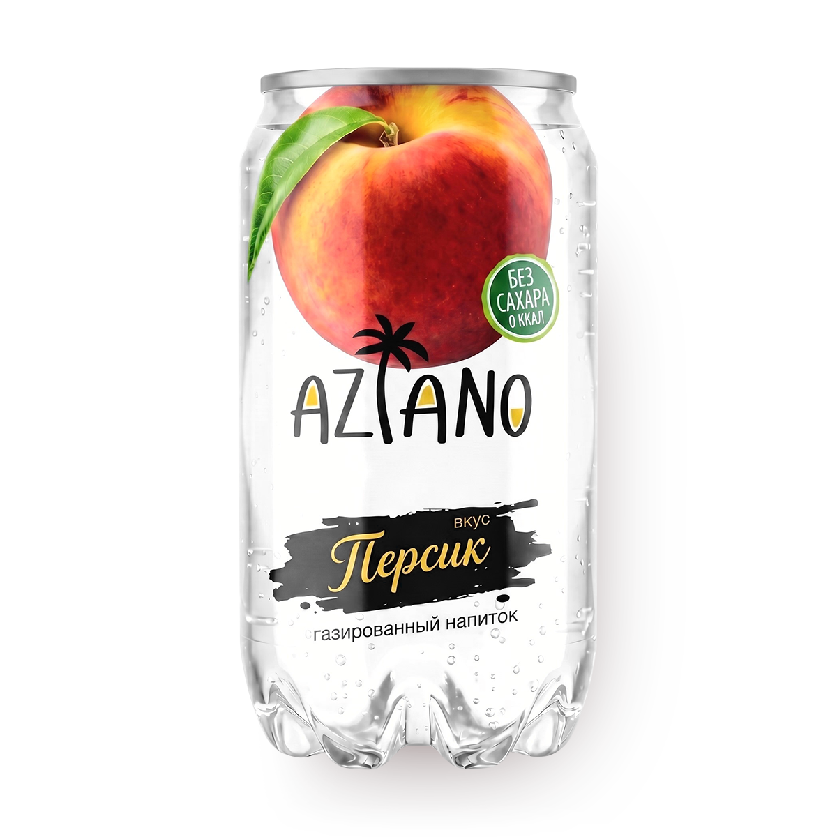 Освежающий газированный напиток Aziano Peach со вкусом персика, 0,35 л