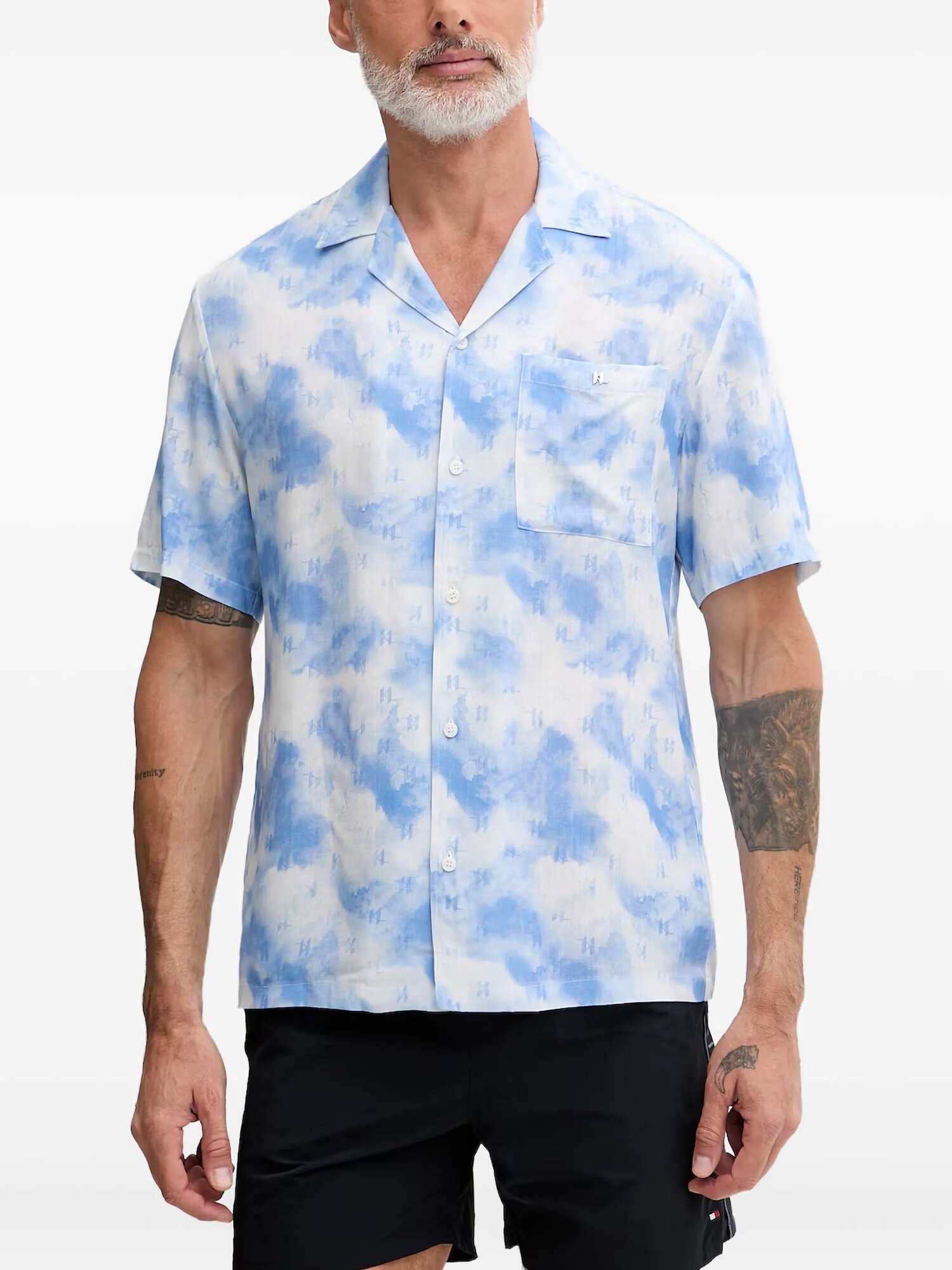 Рубашка Monogram-print camp-collar shirt