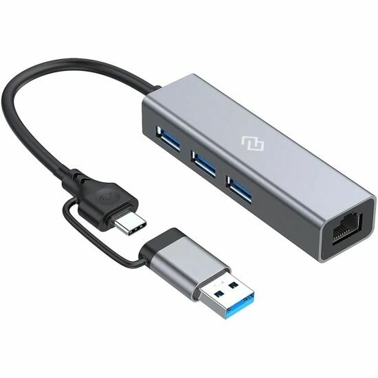Razvetvitel usb c usb a digma dhub lan 4port 4 porta serebristyy dhub lan 4port