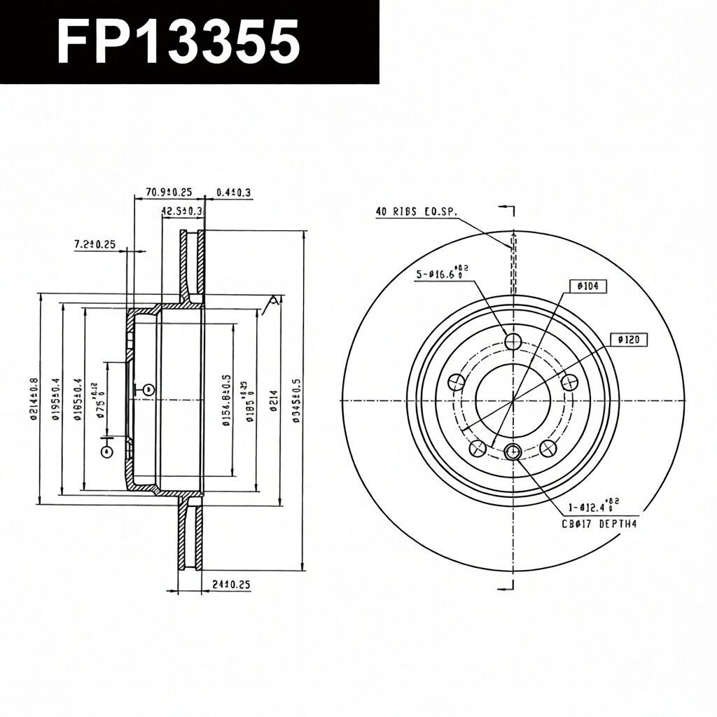 Тормозной диск с покрытием GEOMET FP13355 FAP арт. FP13355