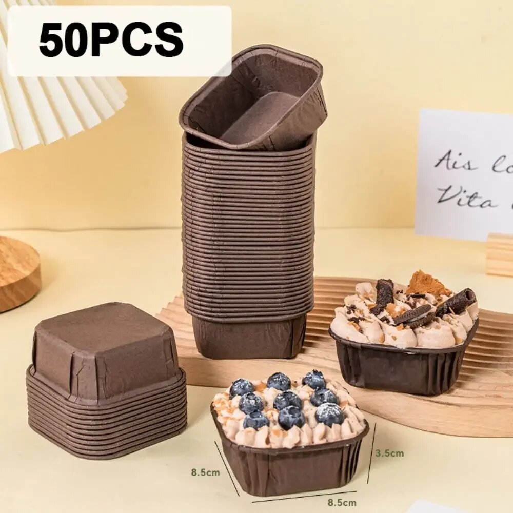 Бумажные формочки для кексов, 50 шт, Коричневый