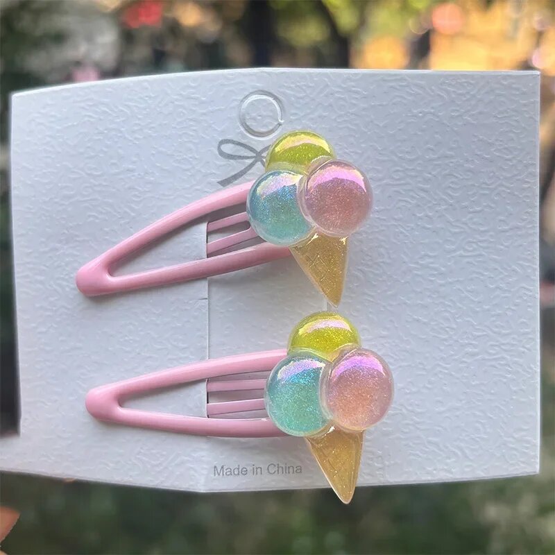 Заколки для волос Ice Cream, розовые, 2 шт, Color: E