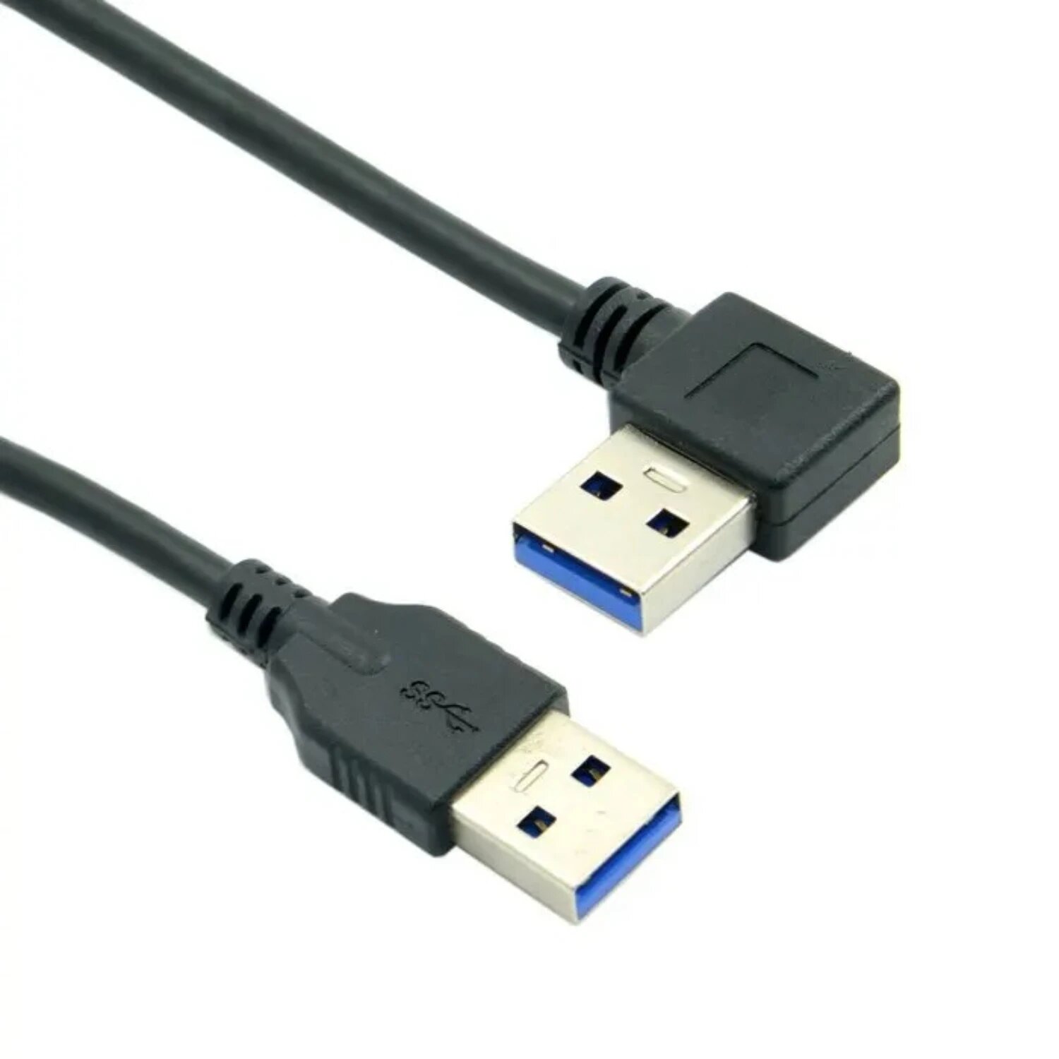 HOQO Кабель USB 3.0 90 градусов черный 40 см