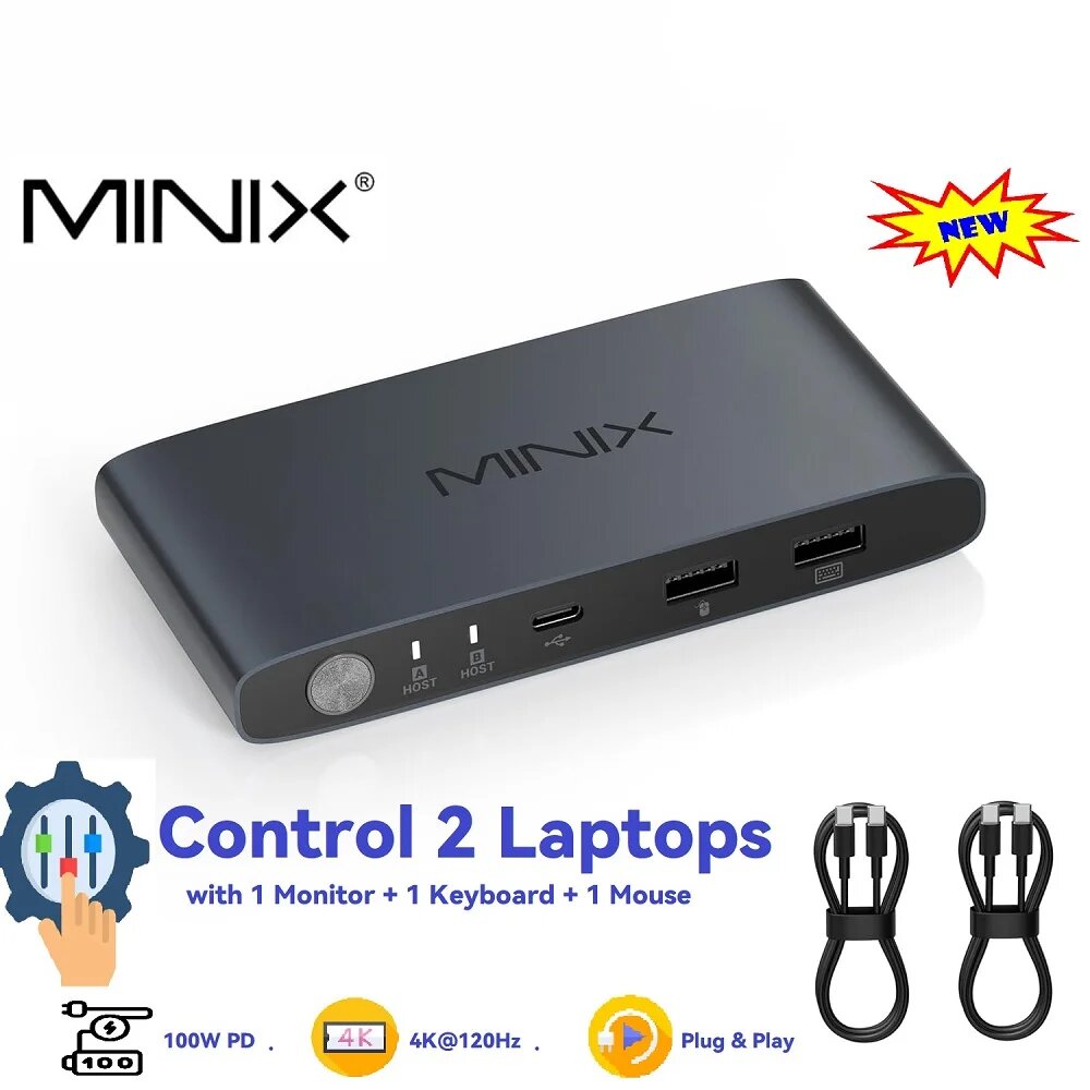MINIX K1 USB-C KVM-переключатель для двух ноутбуков