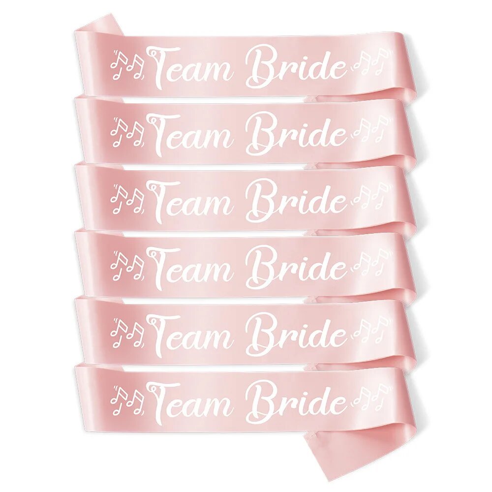 Розовые ленты Team Bride для свадьбы, 6 шт, JD0117-3
