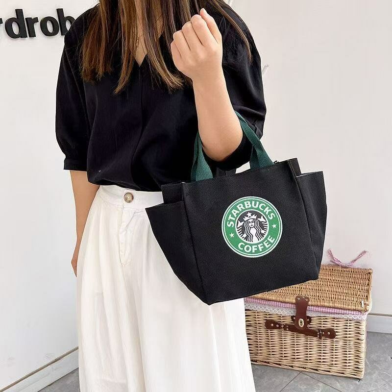 Термосумка Starbucks с 3-слойной изоляцией для еды и напитков, двойная молния, 5 цветов, ткань Оксфорд，чёрный