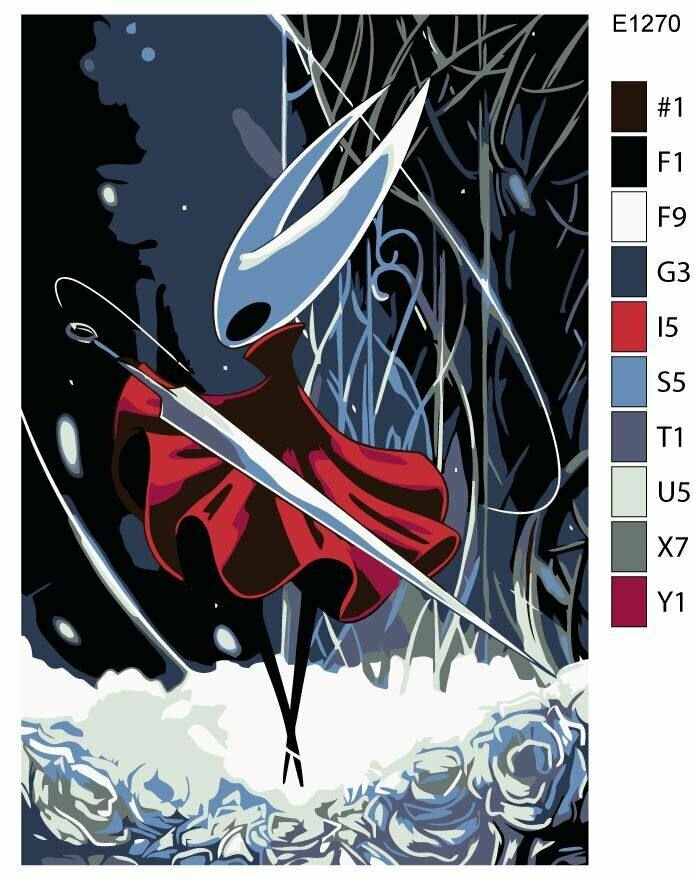 Детская картина по номерам E1270 "Игра(Hollow Knight). Хорнет" 20x30