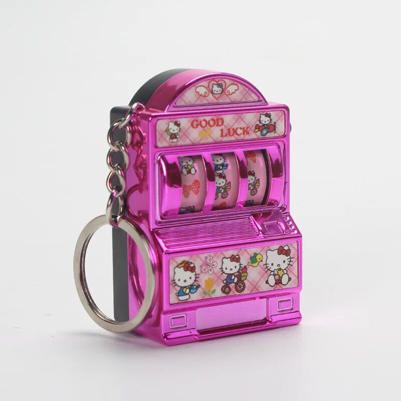 Миниатюрный милый брелок Hello Kitty Kuromi My Melody в виде игрового автомата, вращается, очень забавный, снимает стресс, отличный подарок или игрушка для детей.