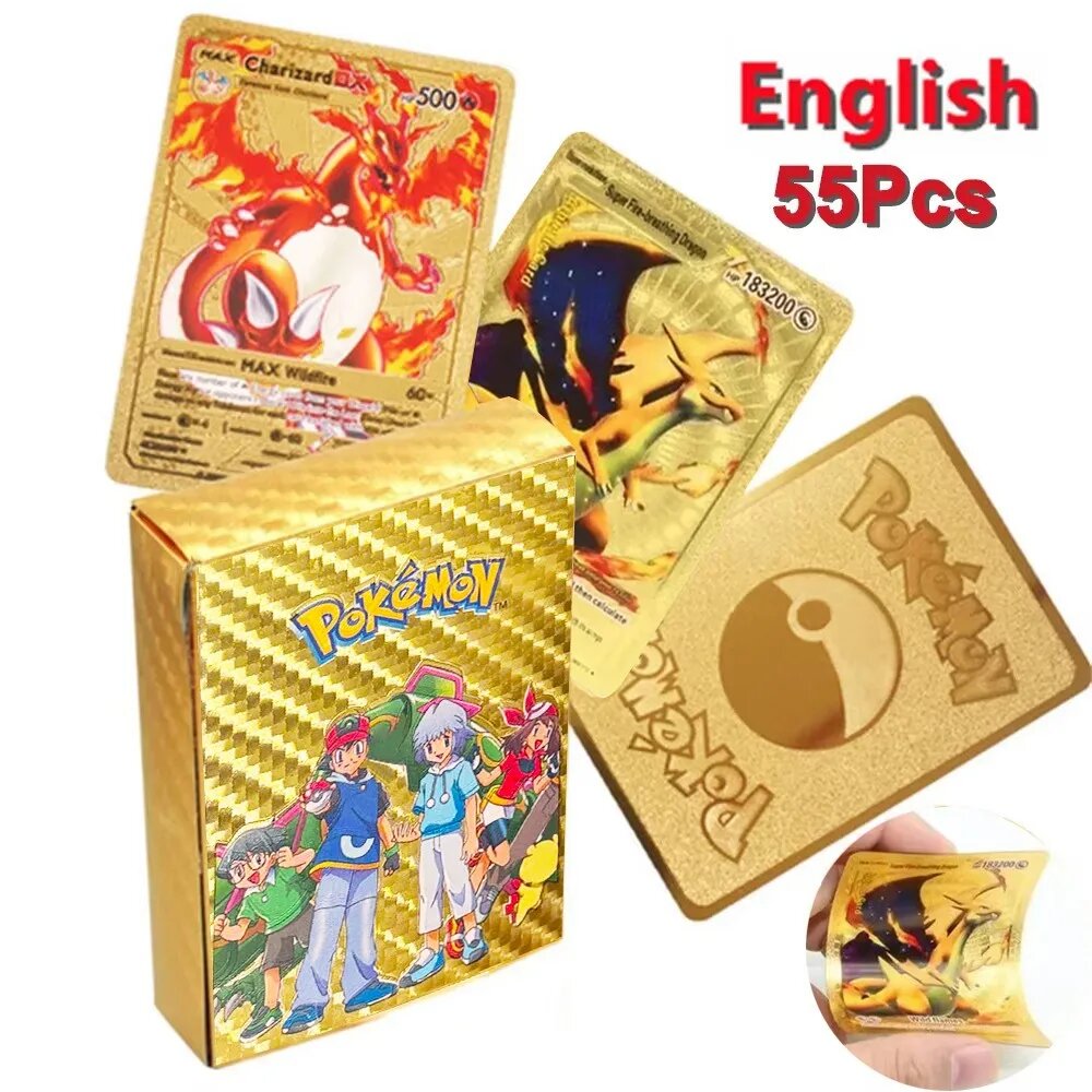 Коллекционные карты Pokemon TAKARA TOMY Vmax GX золотые, черные 55Pcs English Gold