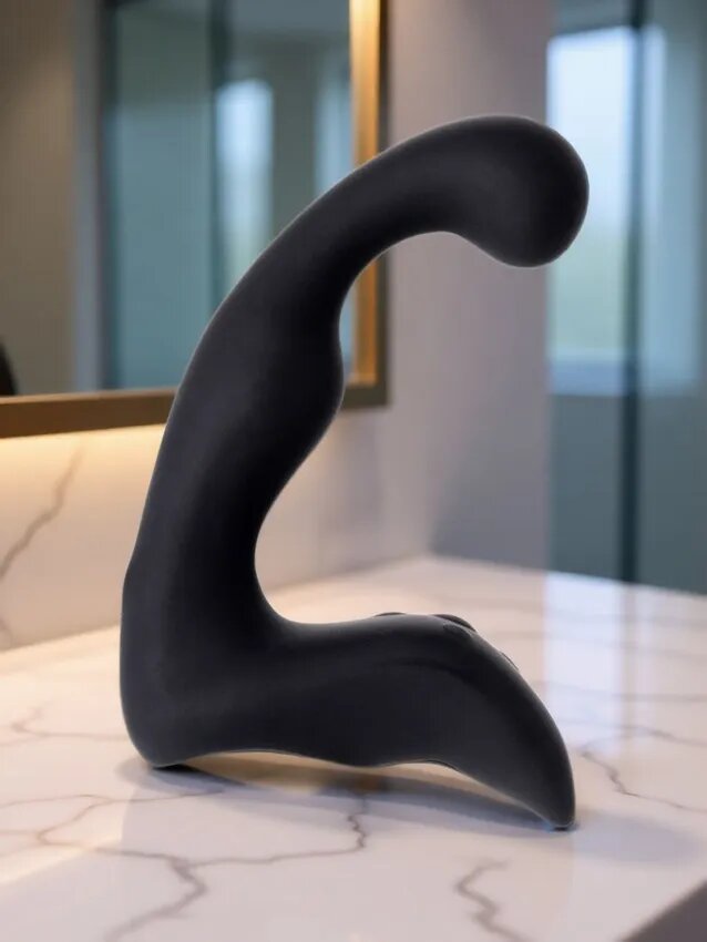 Чёрный изогнутый вибростимулятор простаты Erotist, 10 режимов, 14 см