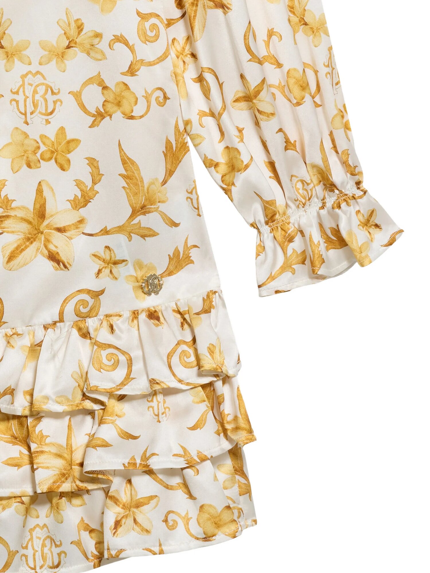 Блуза Roberto Cavalli Floral-print ruffled blouse, размер 46, белый — фото 1