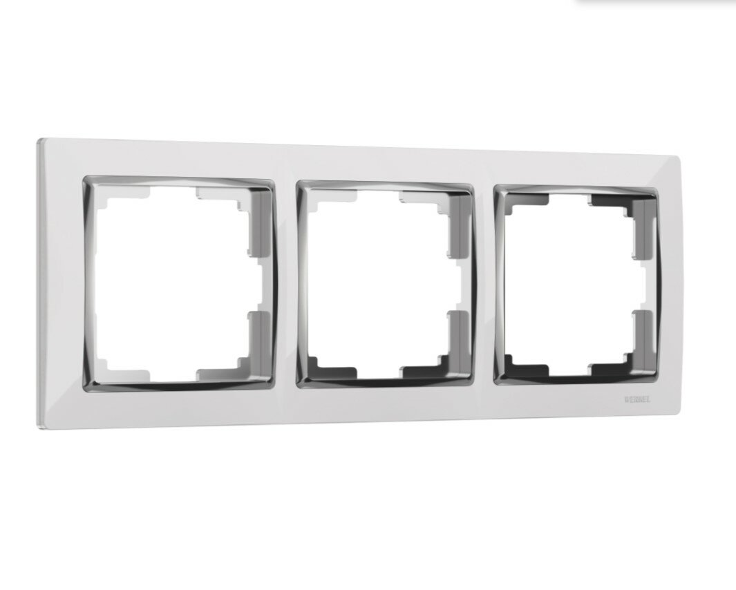Рамка на 3 поста (белый/хром) (WL03-Frame-03-white) W0031901 Werkel