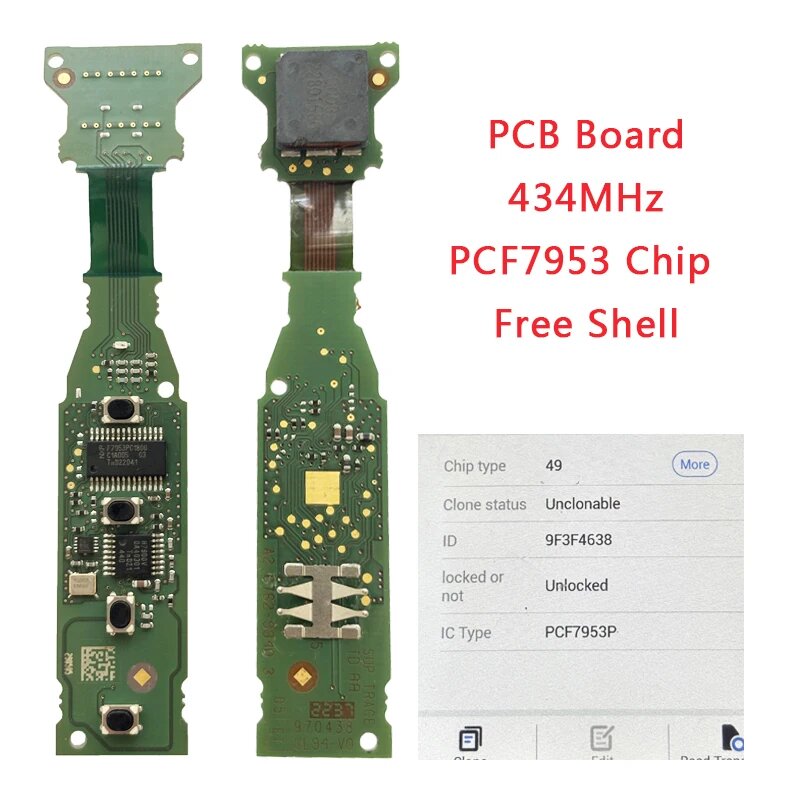 Оригинальная плата PCB TXK005006 для смарт-ключа Porsche 434 МГц с чипом Free Shell 3 Button