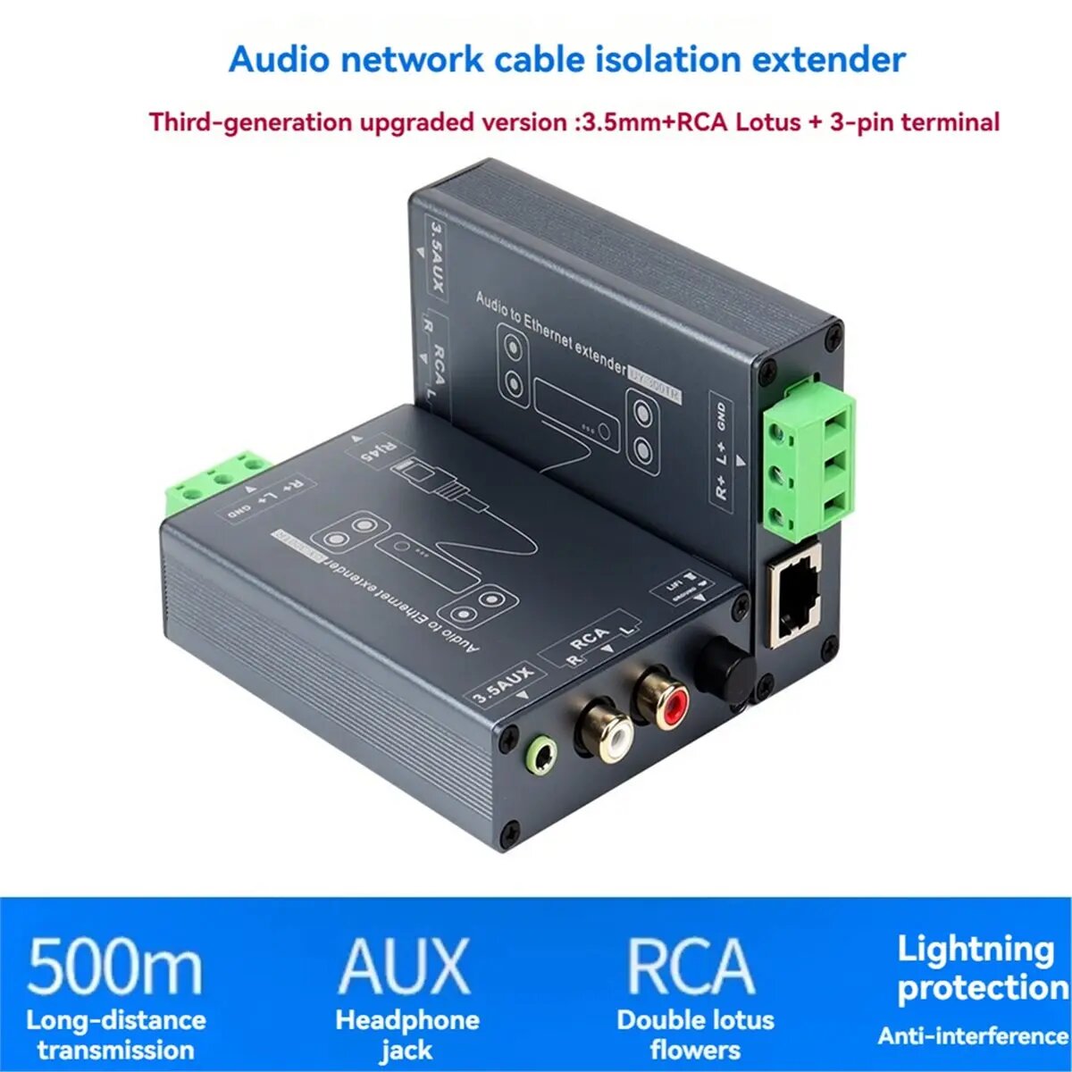 Аудиоудлинитель Ethernet 3.5 мм на RJ45