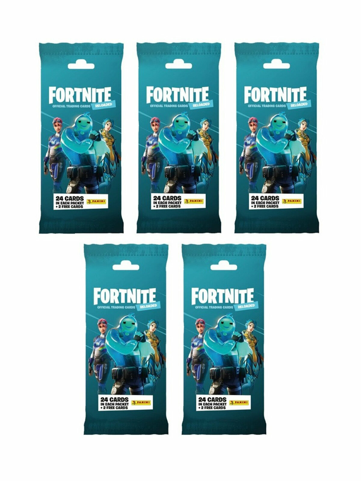 Карточки для коллекционирования Panini Fortnite: Reloaded, 5 пакетиков - 130 карточек