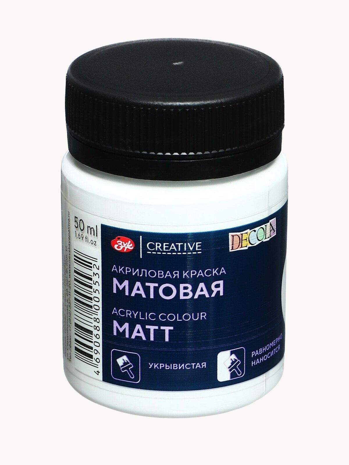 DECOLA Акриловая краска для рисования художественная матовая 50 мл белая №104