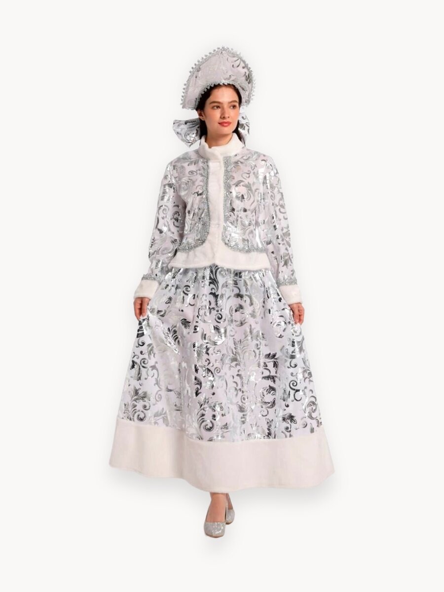 Костюм Новогодний Trend "Снегурочка", полиэстер, белый/серебристый