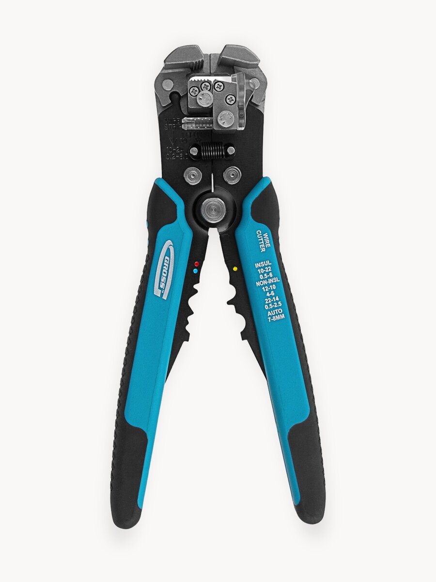 Стриппер для снятия изоляции Gross, 0.05-8 мм², стальная основа и 2-к рукоятки, щипцы для зачистки электропроводов 17718