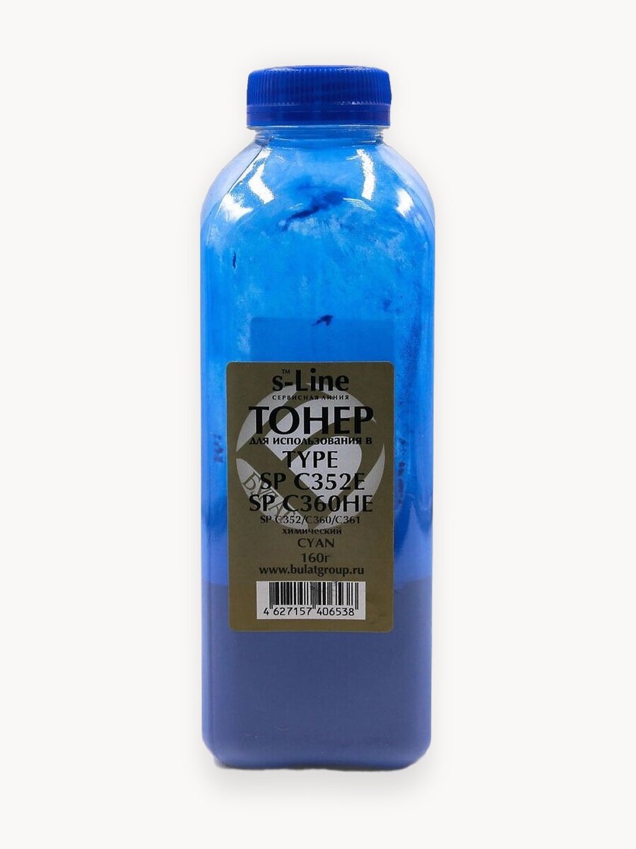 Тонер булат s-Line SP C352E, SP C360HE для Ricoh SP C352, SP C360 (Голубой, банка 160 г), химический