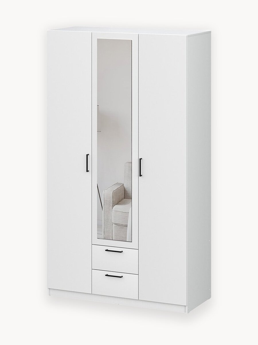 Шкаф для одежды 3-дверный Hoff Капри, 120,1х209,2х51 см, с зеркалом, цвет белый
