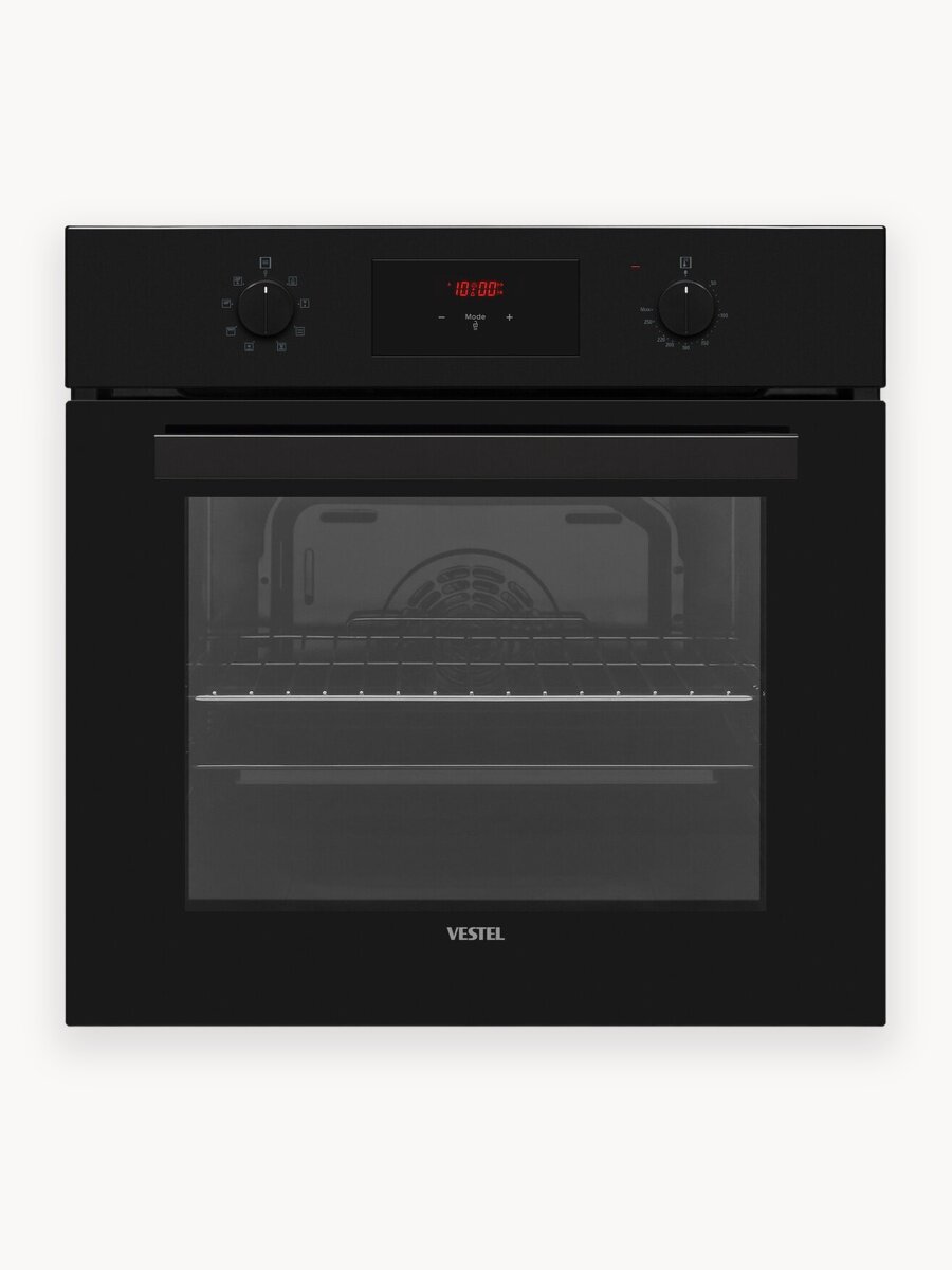 Встраиваемый духовой шкаф Vestel, 60 см, 69 л, конвекция, гриль, размораживание, дисплей с таймером