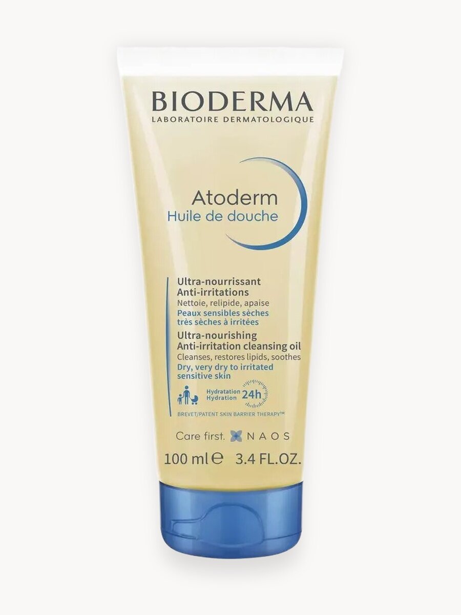 Масло для душа Bioderma "Atoderm", гипоаллергенное, увлажняющий эффект, 100 мл