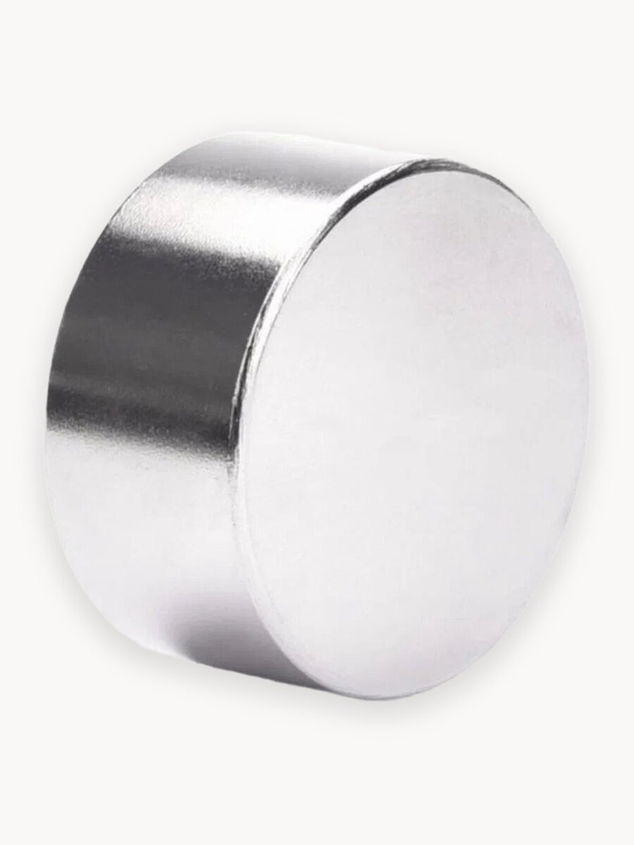 Неодимовый магнит диск 40х10 мм (N52), сила сцепления 49 кг, серебристый