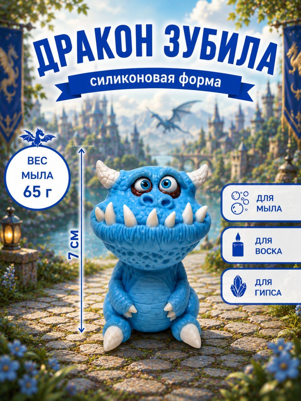 Силиконовая форма "Дракон Зубила" / Мир Мыла