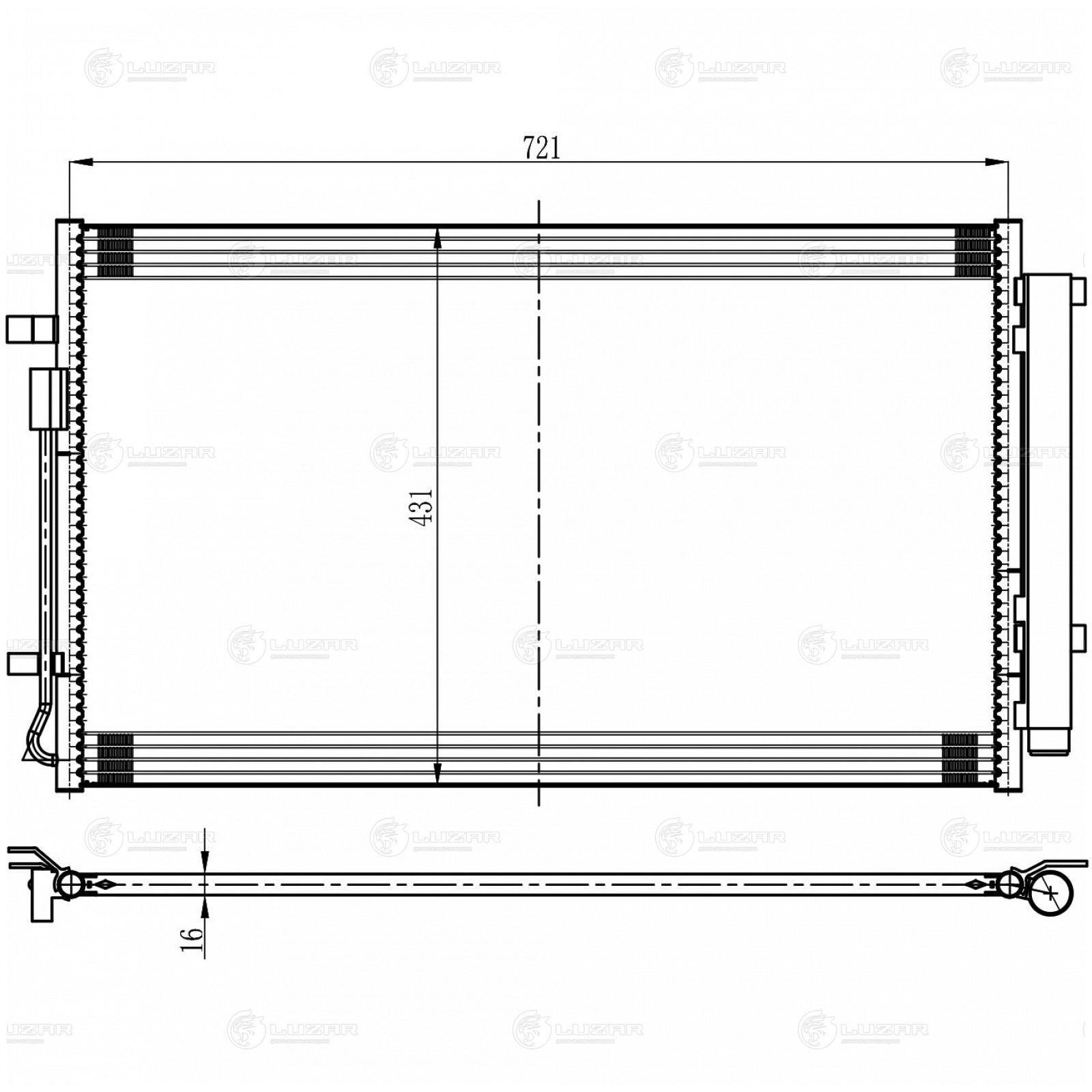 Радиатор кондиционера, для Хендай Санта фе 4, КИА Соренто 4 oem 97606P2500 арт LRAC0883