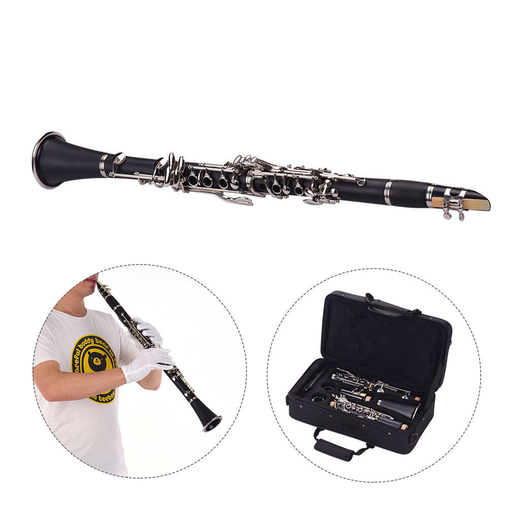 ABS 17-ключа Clarinet BB Flat с переноскими перчатками чистящая ткань мини-отвертка для отвертки.