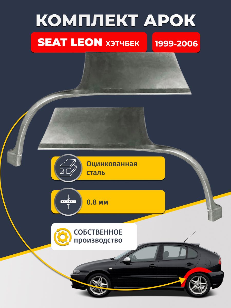 Комплект задних ремонтных арок для автомобиля (2 шт.), SEAT Leon 1999-2006 хэтчбек 5 дв (сеат Леон 1). Оцинкованная сталь 0,8 мм.