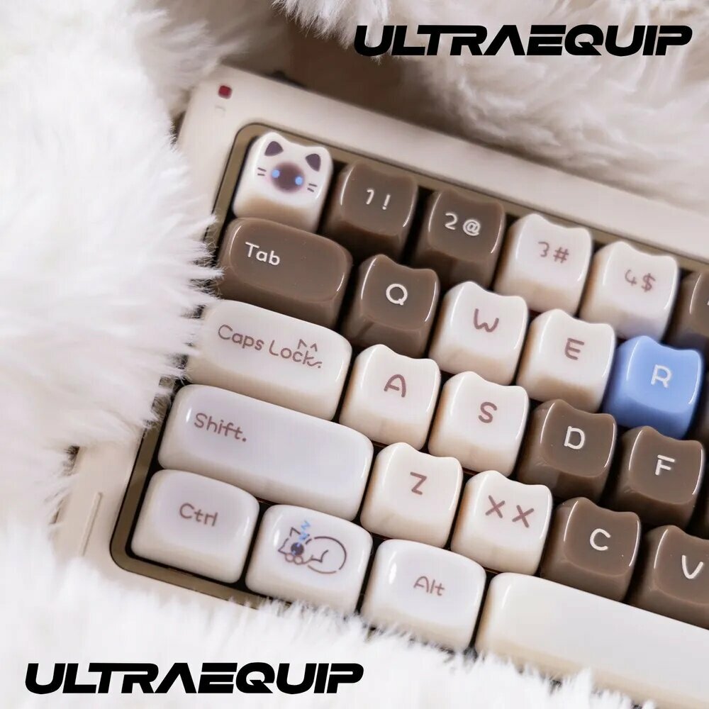 Кейкапы для механической клавиатуры - ULTRAEQUIP Набор "Фиолетовый Кристалл": 148 шт, Фиолетовые Кристаллические, Матовые Полупрозрачные, Профиль Cherry, 4-Боковая Высокая Прозрачность, для MX Switch