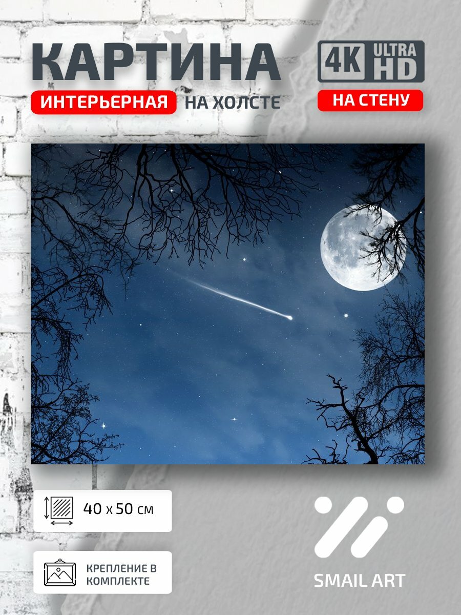 Картина на холсте интерьерная 40 на 50 на стену Небо Space для кабинета космос интерьер