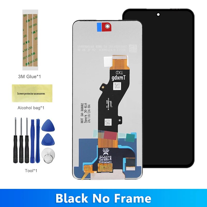 Дисплей для Tecno Spark 30 4G KL6, ЖК-дисплей, дигитайзер сенсорного экрана в сборе, запасные части для Spark30, экран дисплея LCD No Frame