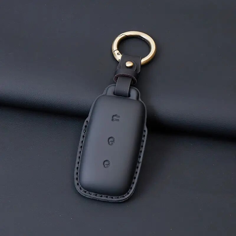 Сшитый вручную кожаный чехол для ключей премиум-класса для Geely EX5/STARRAY EM-i, чехол для ключей с дистанционным управлением, аксессуары для ключей, защитный брелок для ключей D