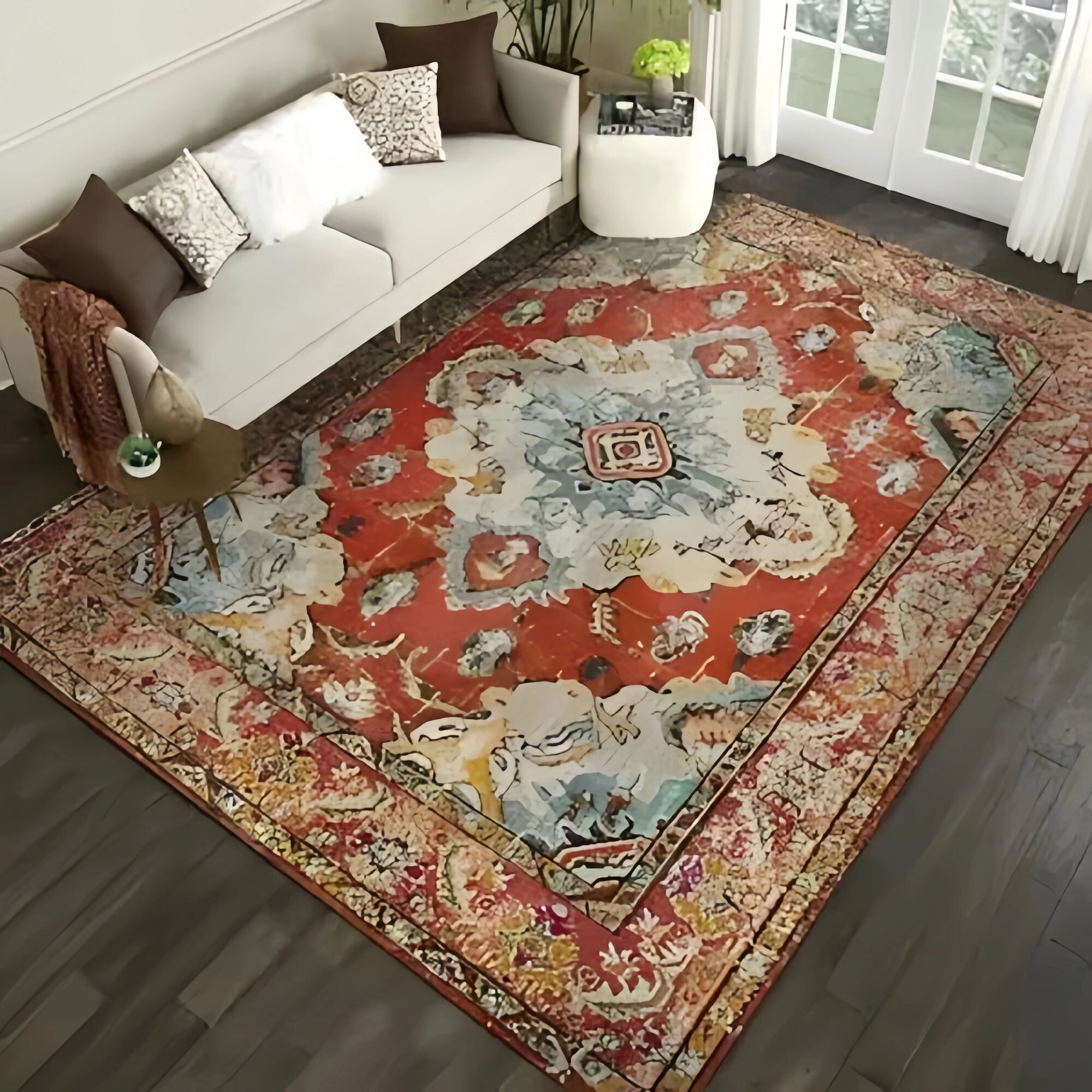 Ковер 16 Персидские ковры коричнево-красный Ковер 80 см*120 см, Ткань из хрустального бархата