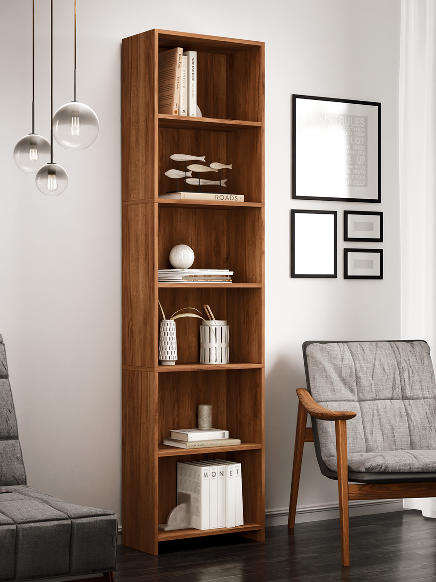 Стеллаж MFMaster Fain-6, дуб крафт табак, деревянный, для зонирования и хранения, 195х50х25 см