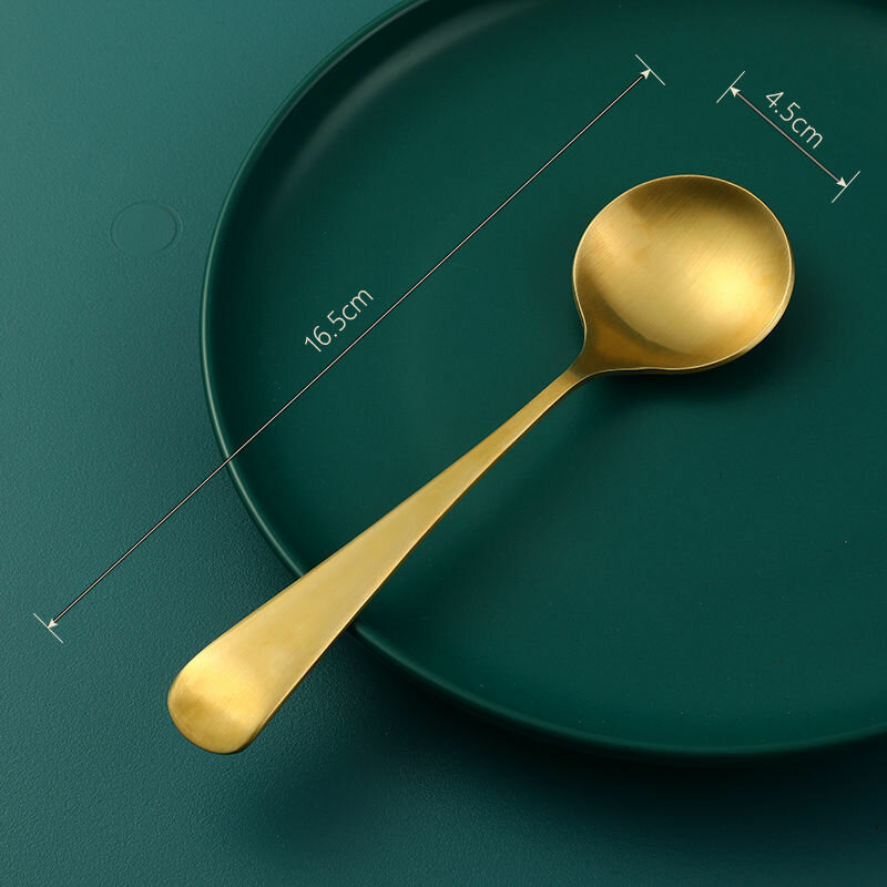 Корейский стиль, чистая медная ложка, изысканная домашняя ложка, высокий внешний вид, длинная ручка, домашняя посуда, ложка для еды, ложка для каши, круглая ложка, ложка для супа
