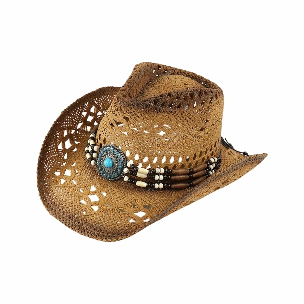 Пляжная ковбойская шляпа с жестким верхом-коричневый полый стиль