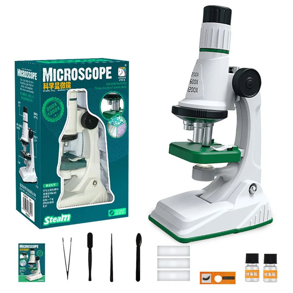 Детский Комплект Микроскопа HD 1200x С Окуляром, Портативные Игрушки Для Научных Экспериментов Для Детей
