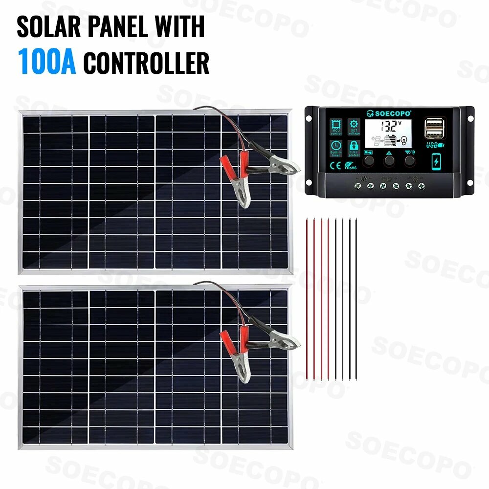 Солнечная панель SOECOPO 100 Вт 2 PCS with 100A