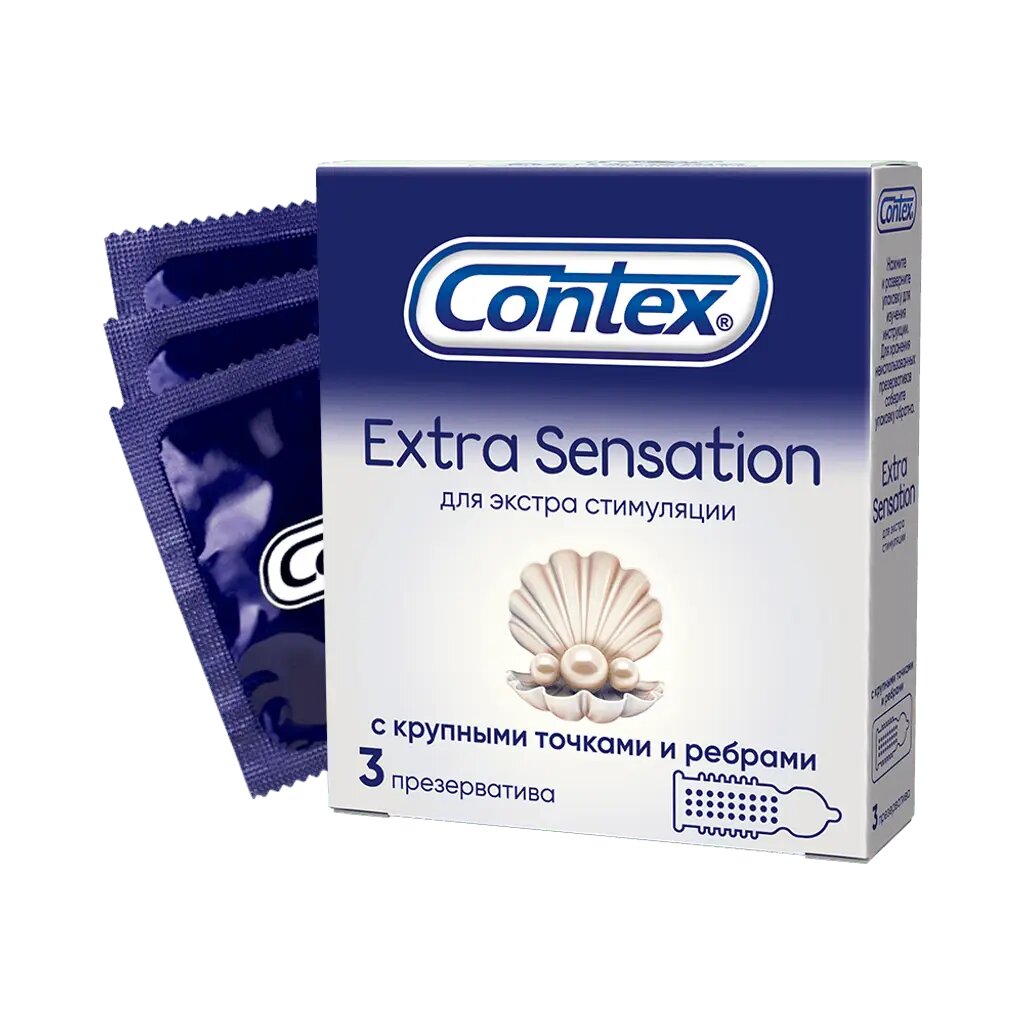 Презервативы Contex Extra Sensation с крупными точками и ребрами 3 шт