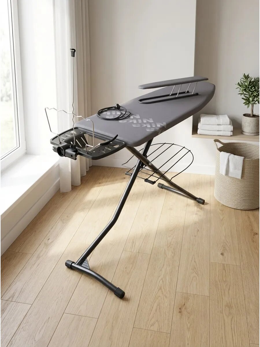 Гладильная доска Nika Гранд, металлическая, с регулировкой высоты, серая, 122x42 см