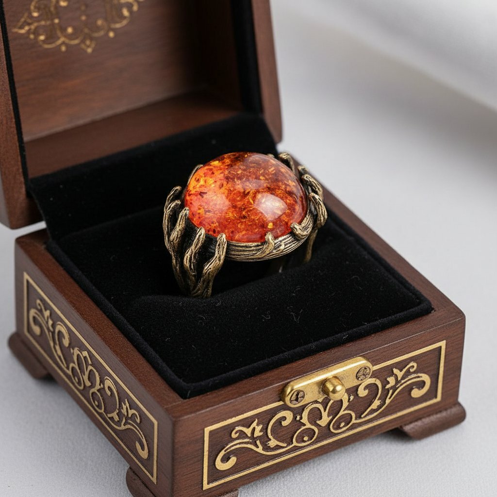 Кольцо, янтарь