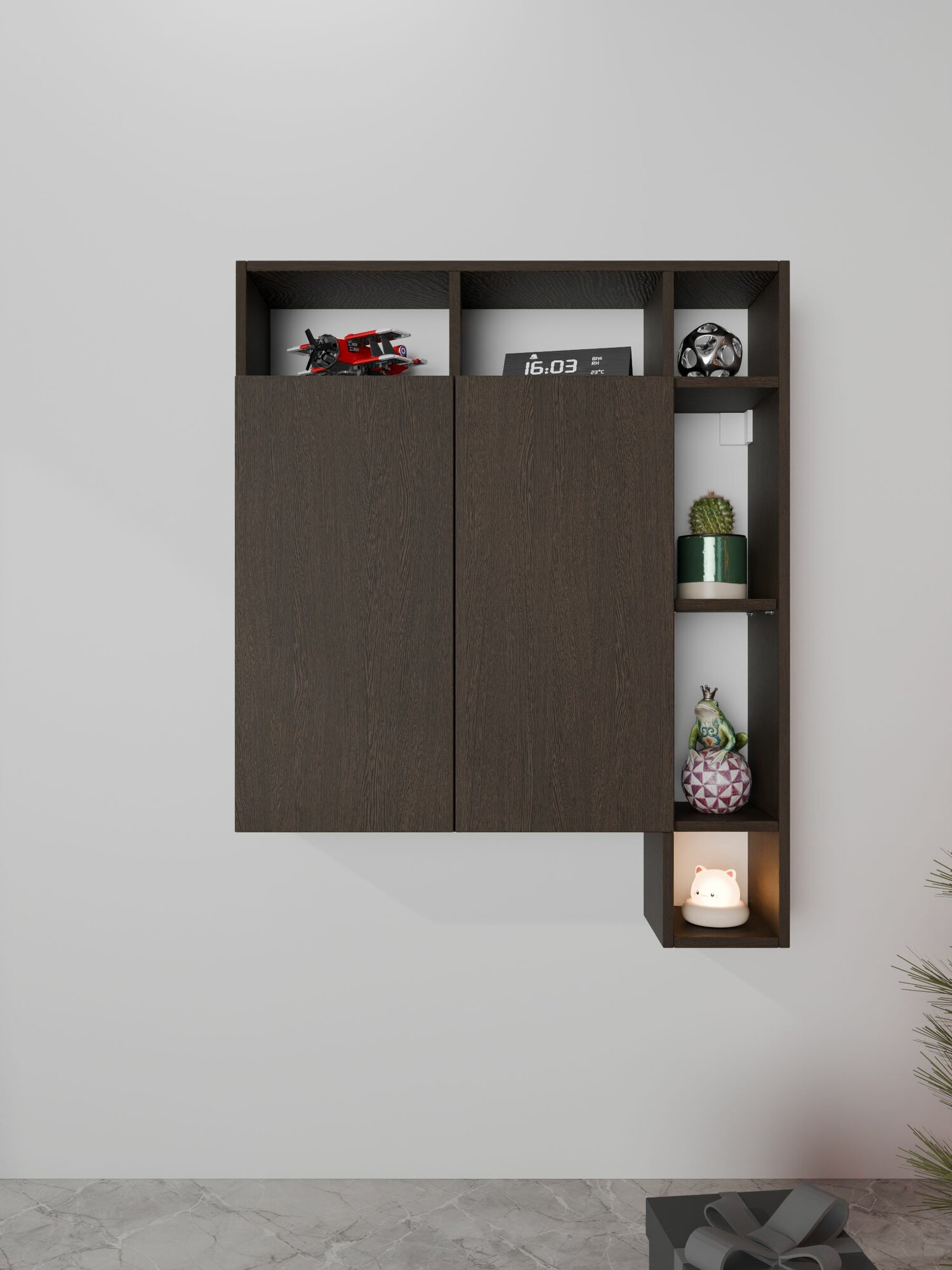 Изумлит Полка навесная закрытая модуль Эра 98.3х79.3х21.6 см, венге