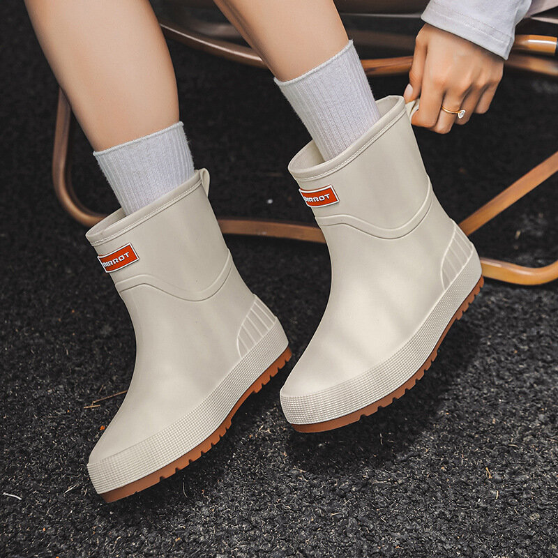 Модные женские резиновые сапоги, нескользящие водонепроницаемые туфли до середины икры, женские сапоги для воды, резиновые сапоги, женские короткие резиновые туфли. Размер обуви. EU:38
