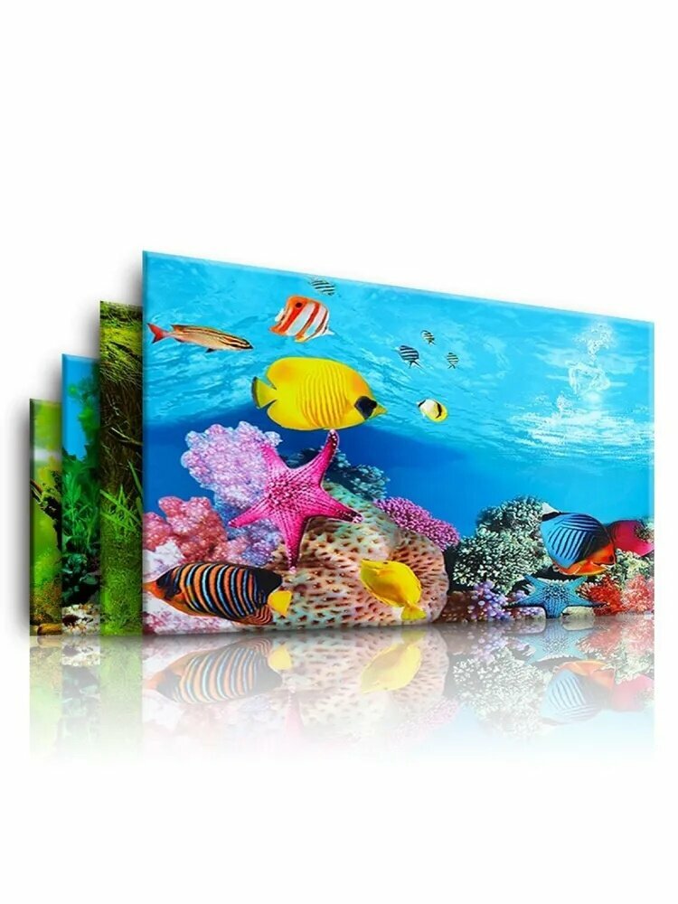 Фон-наклейка для аквариума 3D, двухсторонняя, подводный пейзаж Самоклеящиеся обои для задней стенки аквариума, декор
