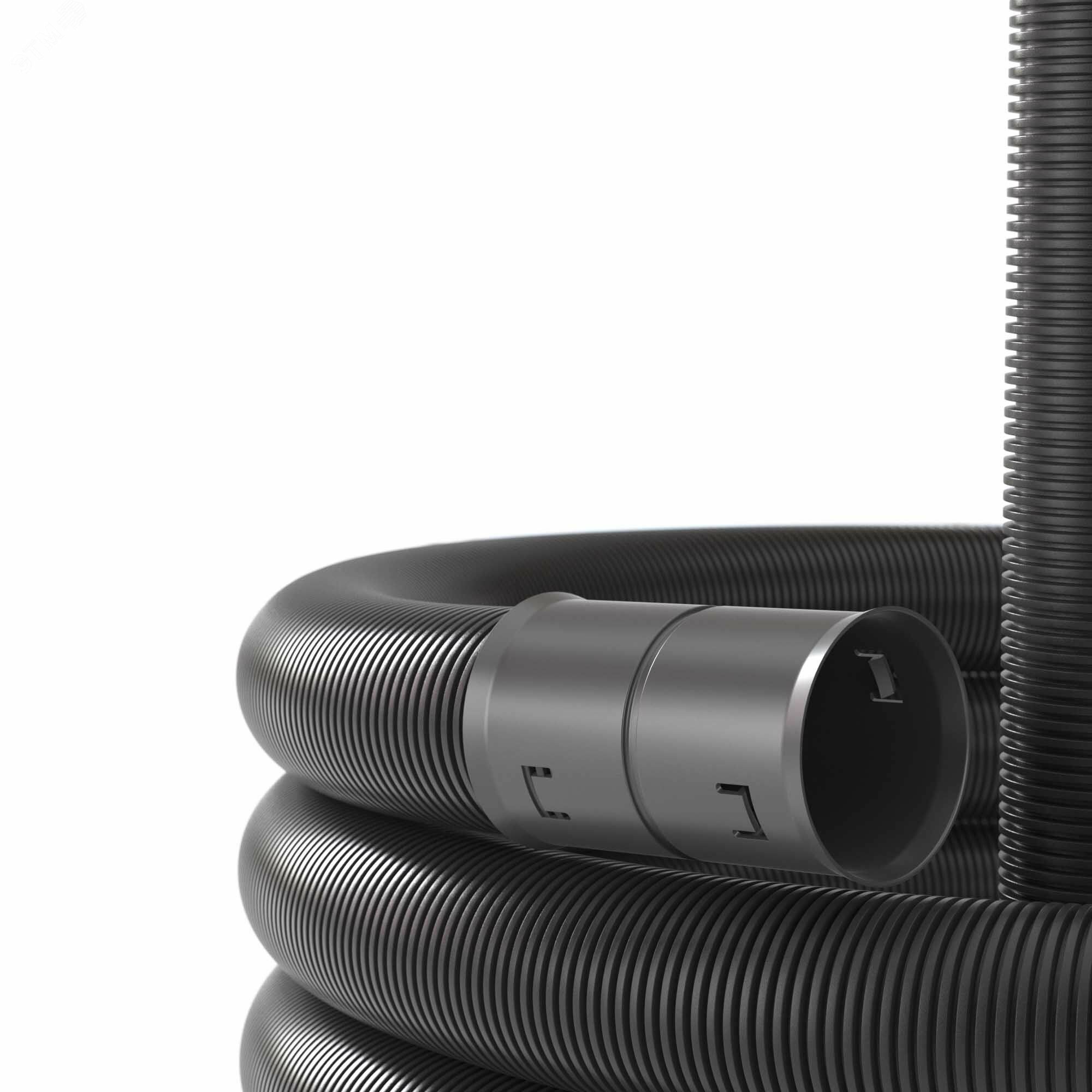 Двустенная труба ПНД гибкая для открытой прокладки д.90мм, SN8, 540Н, ПВ-0, УФ, с протяжкой, в бухте