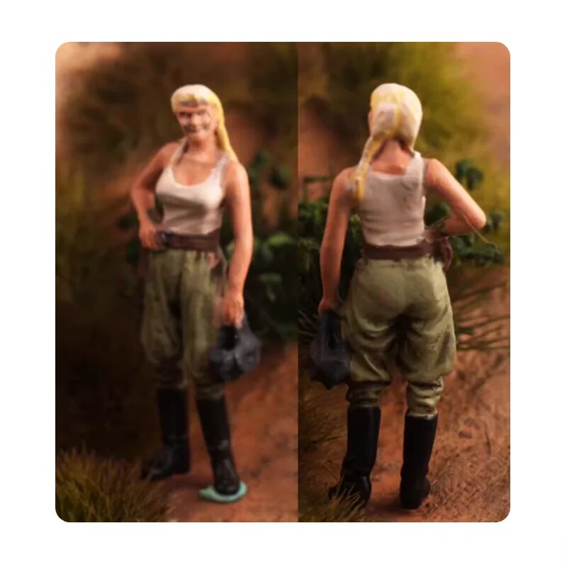 Масштабная модель 1:72 Советская женщина-танкистка из резины