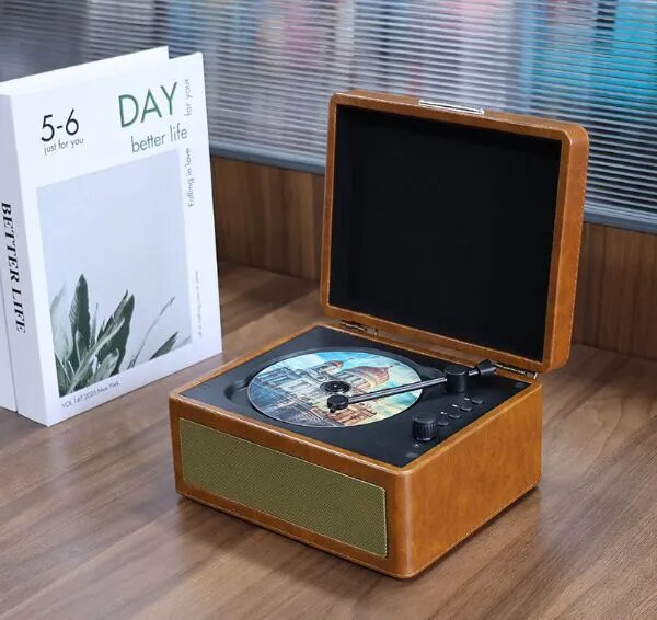 CD-плеер винтажный коричневый, воспроизведение CD, MP3, USB, 3.5 мм, 6 Вт, CD-DA, CD-R/RW
